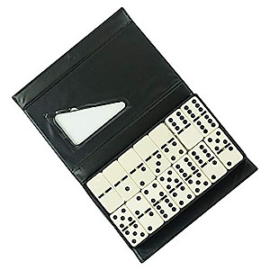 PUREPLAY Jumbo Classic Dominoes Double 6 Game Set，Ivory 28pcs Domino Set in Poatable PVC Case-Family Nights,Party Favors,Travel and Anytime Use,2-4 Players