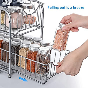 2 Pack - Stackable 2-Tier Under Sink Cabinet Organizer with Sliding Storage Drawer, Pull Out Cabinets Organizer Shelf Baskets, for Kitchen, Pantry, Under The Sink, Cabinet, Bathroom, Silver