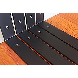 8 Pack - L 8" x H 6" x W 1.5", 5mm Thick Black L Shelf Bracket, Iron Shelf Brackets, Metal Shelf Bracket, Industrial Shelf Bracket Decorative Shelving, Shelf Supports with Screws