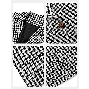 CRAZY GRID Women Casual Business Blazer Professional Work Blazer Jacket Ladies Stretch Long Sleeve Fashion Suit Jacket Plus Size XL Houndstooth