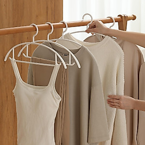 COZIHAUS 16-Inch Clothes Hangers 20 Pack, No Shoulder Bumps Hanger, Non-Slip, Space Saving, High-Strength Skin-Feel Plastic Hangers for Coats, Pants, Suits, Shirts, Sweaters, Dresses (20 Pack, White)