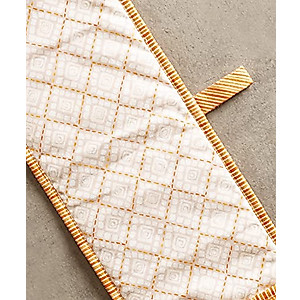 Maison d' Hermine Double Oven Gloves 7"x35", 100% Cotton Heat Resistant Oven Mitt Cooking Gloves with Loop, Handling Hot Pan, Pumpkin Garden - Cloudy Cream-Thanksgiving/Christmas