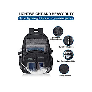 Heavy Duty Mesh Backpack for Adults, 22L Mesh Backpack for School, See Through Black Mesh Bookbag for Boys Girls with Comfort Padded Straps for School, Beach, Swimming, Fitness, Sports(Black)