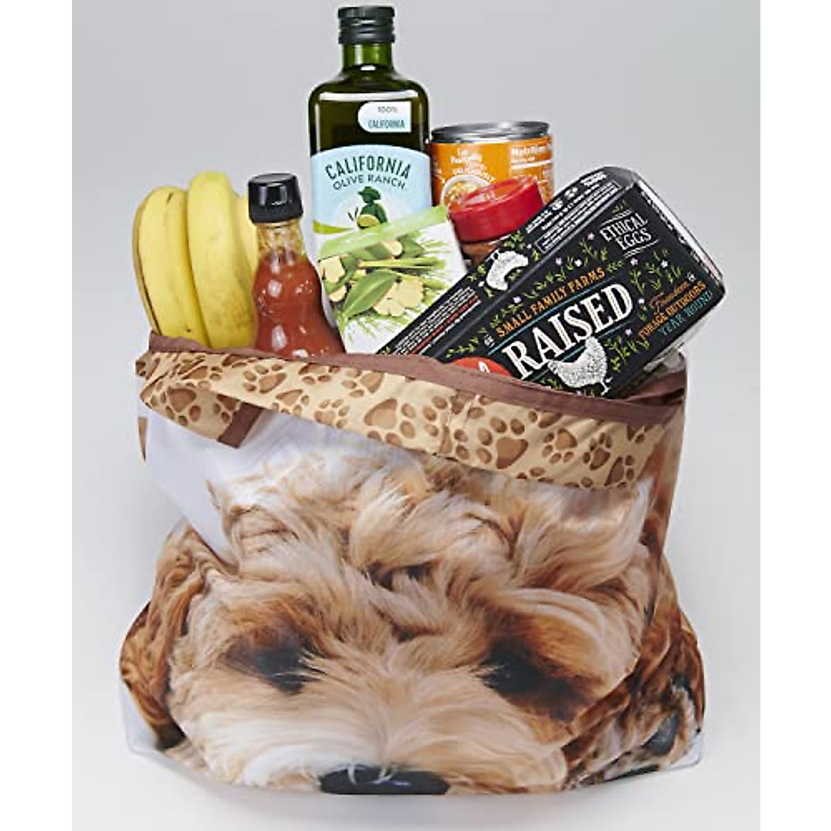 O-WITZ Reusable Grocery Bags | Vibrant Tote Bag For Groceries, Gym, Beach Gear, Toys & More | Washable Design With Large Handles For Maximum Convenience | Folds Into A Small Pouch, Dog Goldendoodle