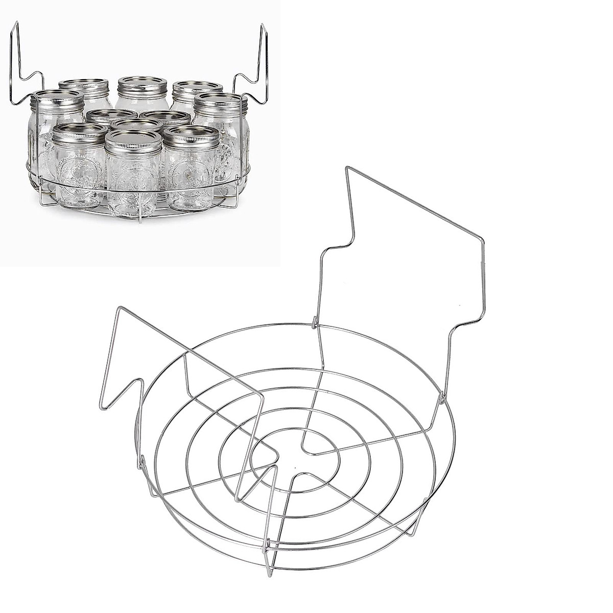 HERCHR Canning Rack, Stainless Steel Canning Rack with Handles for Regular Wide Mouth Mason Jars, 27.5cm