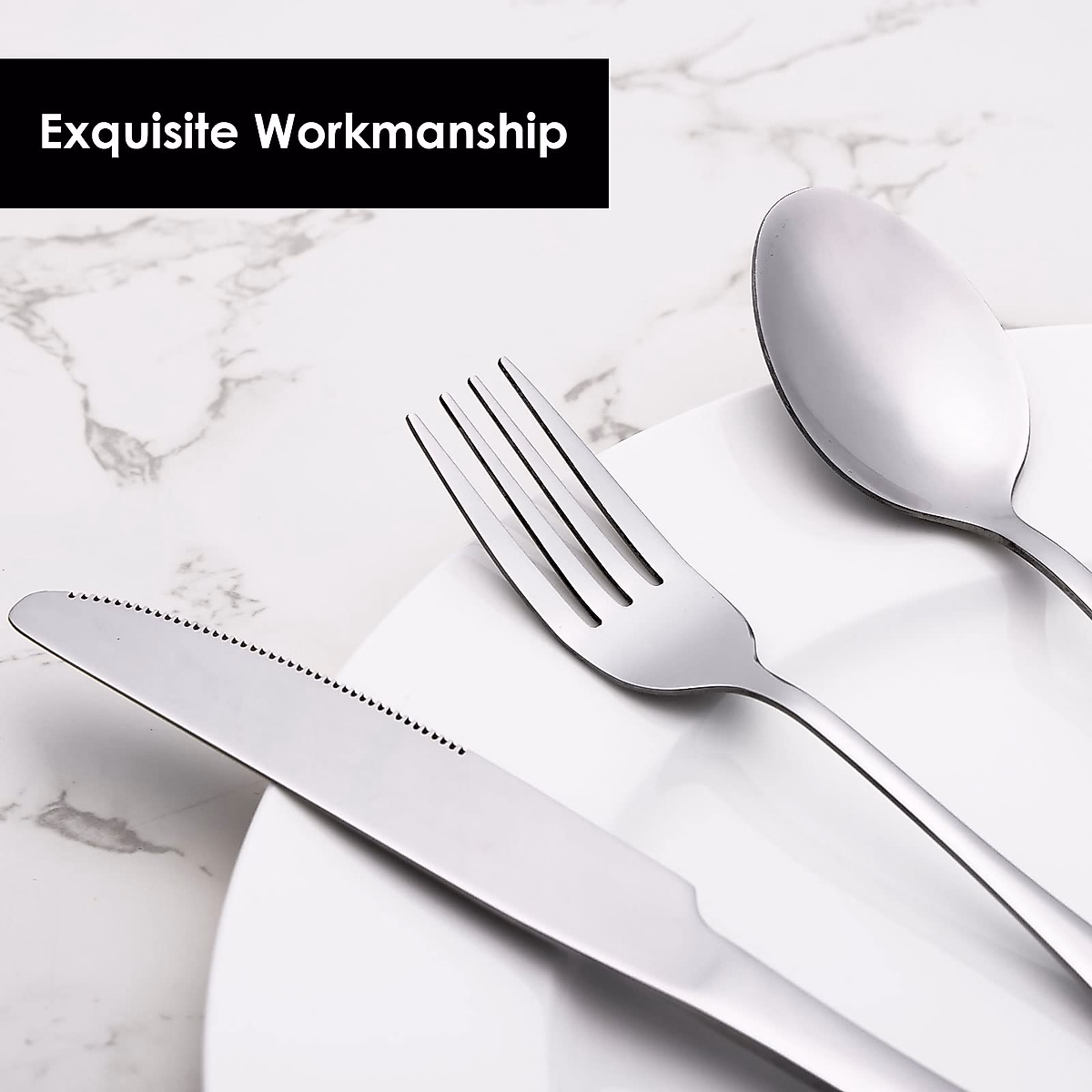 Moretoes Silverware Set for 8, 40Pcs Cutlery Set, Stainless Steel Set, Mirror Polished Flatware Sets, Include Knife Fork Spoon Set