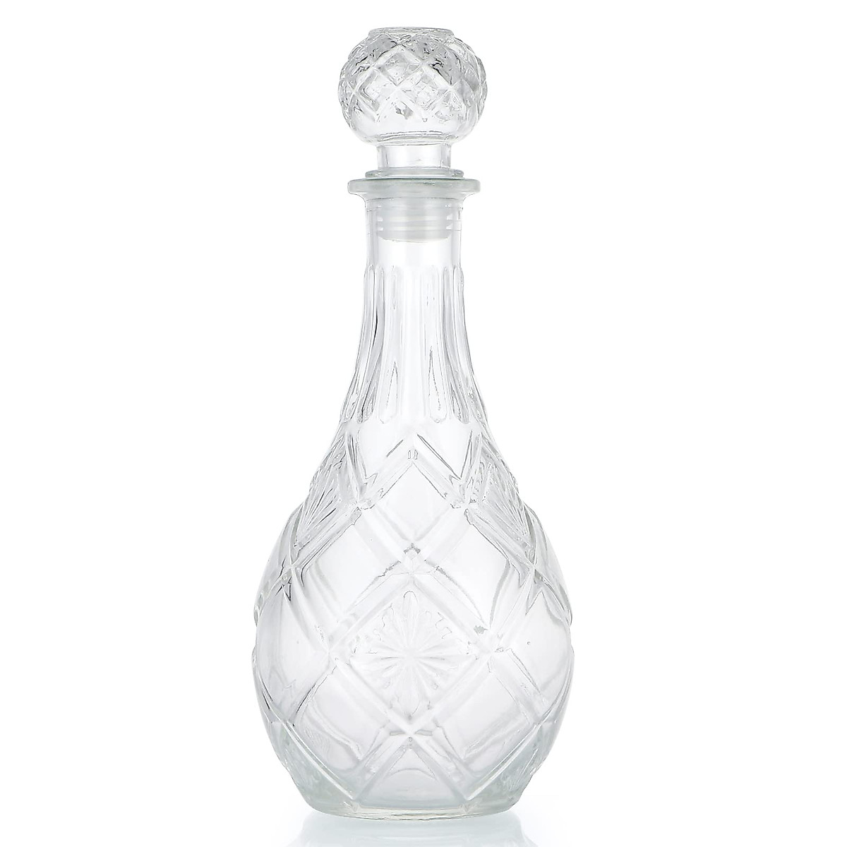 MDLUU Glass Decanter with Airtight Stopper, 1000ML/33.8OZ Liquor Decanter Bottle for Wine, Whiskey, Brandy, Vodka (Round Diamond)