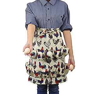 Foxyoo Egg Apron for Fresh Eggs,Egg Collecting Apron with Deep Pockets,Chicken Egg Apron for Women,Egg Baskets Holder Apron-Half Body Style