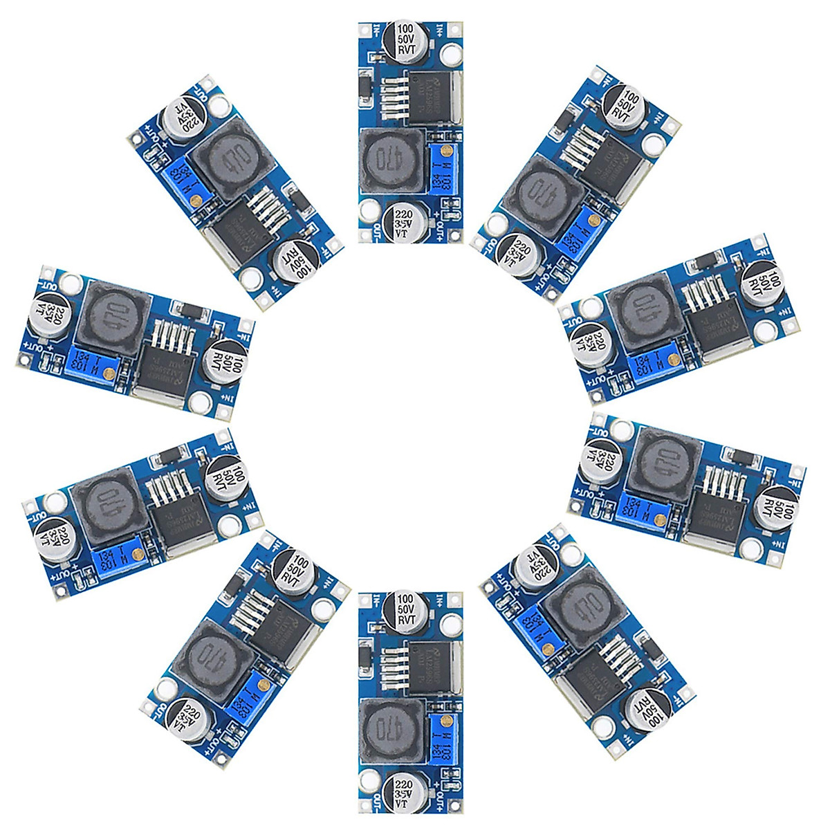 LM2596 DC to DC Buck Converter Adjustable Input 3.0-40V Output 1.5-35V Power Supply Voltage Step Down Module, Pack of 10