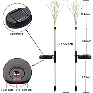TiokMc Solar Firework Light, 120 LED Warm Light Outdoor Solar Garden Fireworks Lamp for Walkway Pathway Backyard Christmas Parties Decoration (White) (2 Pieces)