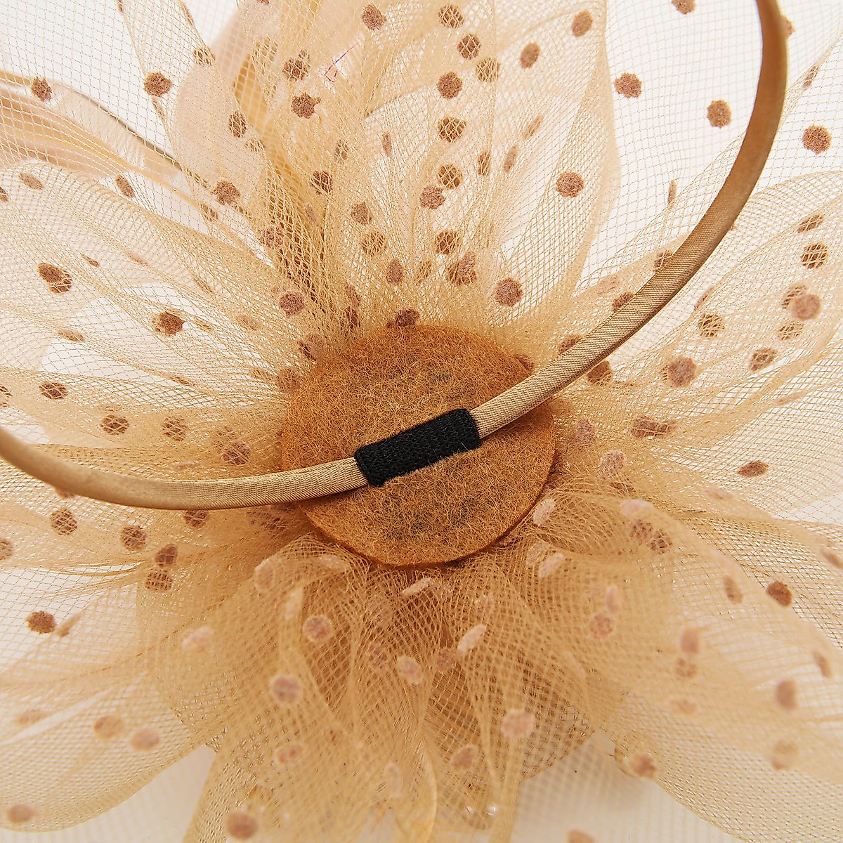 fghuim Women's Organza Church Kentucky Derby British Bridal Tea Party Wedding Hat Feather Hair Clip Gold Fascinators Hat (Gold)