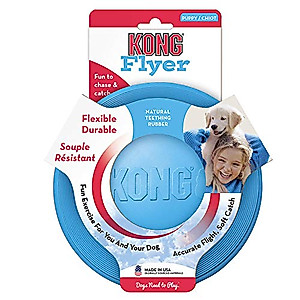 KONG Puppy Flyer - Small Flyer for Small Dogs - Small Dog Toys - Rubber Teething Toys for Puppies - Soft Dog Flying Disc for Fetch - Puppy Flyer for Hyper Pets - Small Dogs