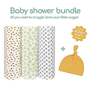 100% Organic Muslin Swaddle Blankets - Breathable, Lightweight, Silky Soft Muslin Baby Swaddle - Large Muslin Blankets Baby Perfect for Newborns and Toddlers - 3 Pack Unisex Neutral Colors