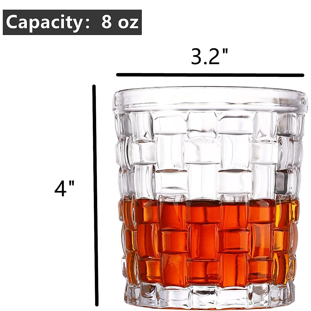Dicunoy 6 Pack Juice Drinking Glasses, 8 oz Water Glasses with Heavy Base, Crystal Small Beverage Cups for Soda, Water, Milk, Whisky, Beer, Cocktail