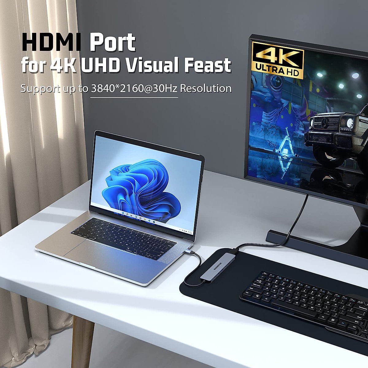 USB C Hub, 7 in 1 USB C Adapter with 4K HDMI, USB C 3.0, 2 USB 3.0 Ports, 100W PD, SD/TF Card Reader USB C Dock Compatible with Thunderbolt 3, MacBook Pro/Air, Windows and Type C Devices