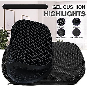 Aiouarc Gel Seat Cushion, Breathable Honeycomb Design, Gel Seat Cushion for Long Sitting, Tailbone Pain Relief Cushion, Office Chair Cushion, Wheelchair Cushion, Car Seat Cushion, Chair Pads
