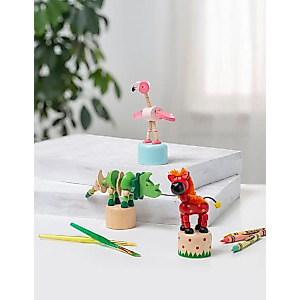 Personalized Gifts Dinosaur Wooden Push Puppet Finger Toys (Blue Dino)