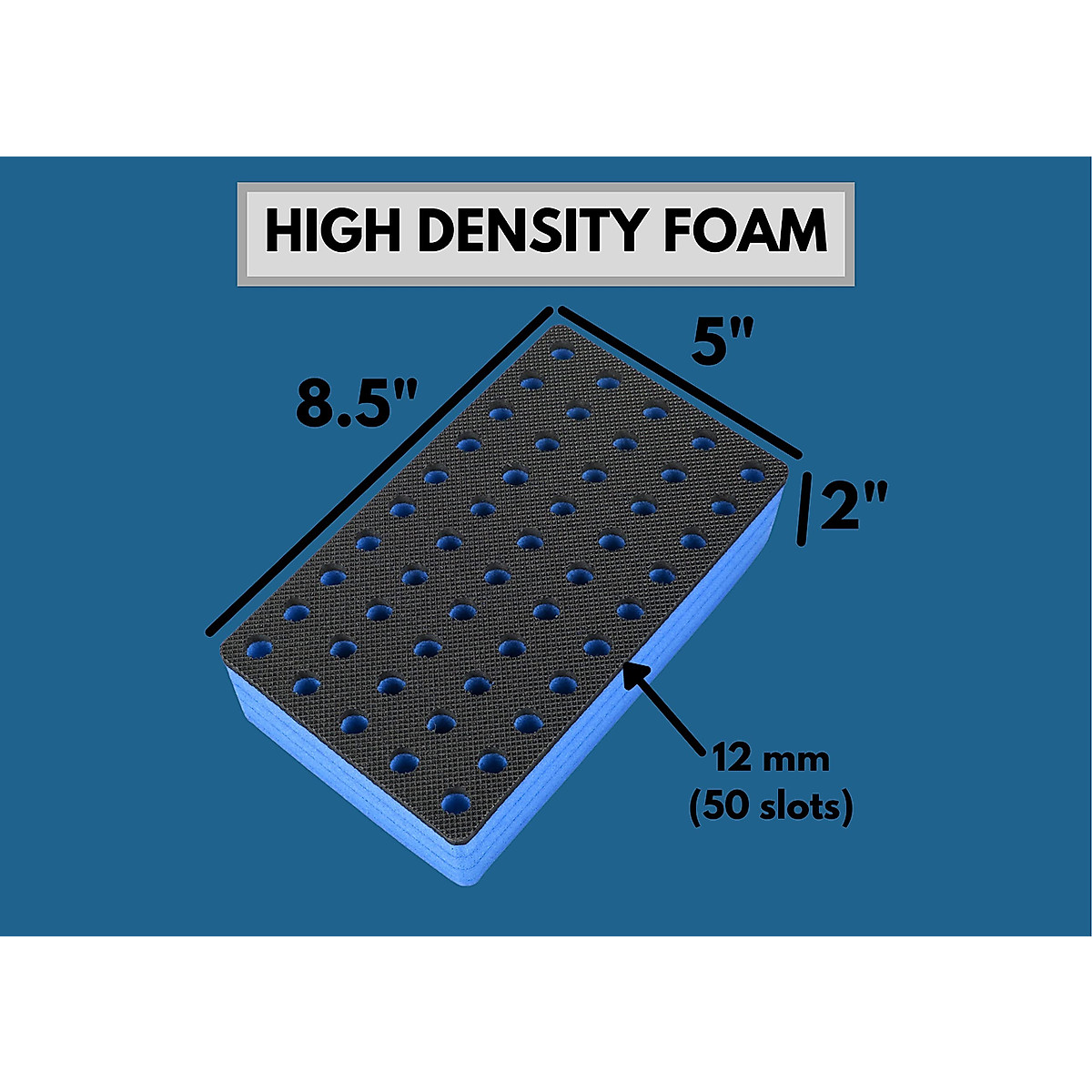 Polar Whale 4 Test Tube Racks Blue and Black Foam Storage Rack Organizer Stand Transport Holds 50 Tubes Each Fits up to 12mm Diameter Tubes