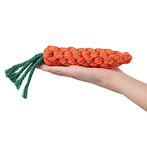 Squeaky Plush Large Dog Toy & Cotton Rope Chew Toy Kit, Cute Elephant Stuffed Toy and Carrot Teething Tug of War Rope Knot Toy Set for Small Medium Large Breed Holiday Birthday Gift (2 Pack)