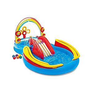 Intex Rainbow Ring Inflatable Play Center, 117" X 76" X 53", For Ages 2+