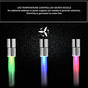 LED Water Faucet Head, RGB Color Temperature Sensitive Gradient Water Stream Color Changing Kitchen Spray Head Adapter Sink Lights for Kitchen and Bathroom(0.98X0.98X1.34In)