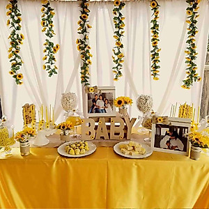 Whonline 8pcs 60ft Artificial Sunflower Garlands Silk Yellow Sunflower Vines with Green Leaves Sunflower Garland for Room Decor Party Decorations Wedding Arch Table Centerpiece Backdrop