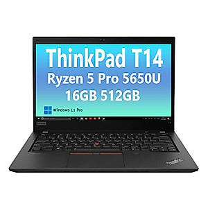OEM Lenovo ThinkPad T14 Multi-Touch 14" FHD IPS, AMD Ryzen 5 Pro 5650U Hexa Core (Beats Intel i7-1255U), 16GB RAM, 512GB NVMe, FP, WiFi 6E, Backlit KYB, RJ-45, 3YR, W10P, Business Laptop