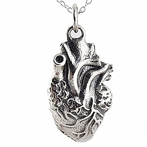 FashionJunkie4Life Sterling Silver Anatomical Heart Necklace, 18" Chain | Birthday Gifts for Women