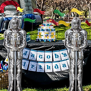 Lidmada Knight Party Balloons, Medieval Castle Decorations Supplies Aluminium Foil Balloons for Medieval Dragon Themed Birthday Party Halloween, Pack of 2