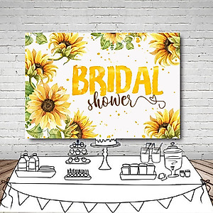 MEHOFOND 7x5ft Sunflower Bridal Shower Backdrop Spring Yellow Flowers Photography Background for Wedding Engagement Bride to Be Photo Booth Props Cake Table Decoration Supplies