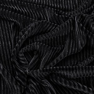 Sewdudely 63" Wide Black Pleated Velvet Stretch Fabric by The Yard for Dress,Costume,Pillowcase,Cushion,Craft,Sofa Covers,DIY,Sewing,Clothing Fabric,1 Yard