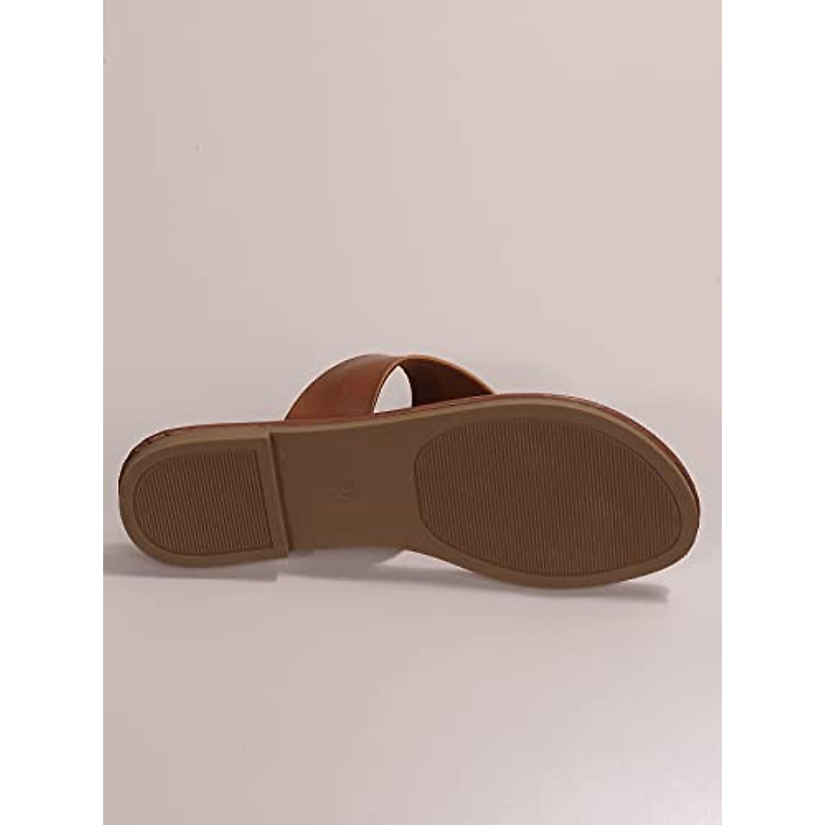 GORGLITTER Open Toe Flat Sandals Single Band Toe Ring Thong Sandals Flip Flops Brown EUR38