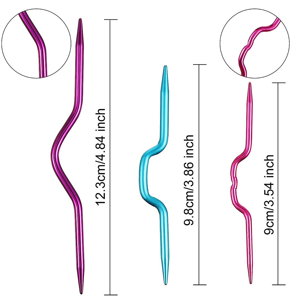 9 Pieces Cable Stitch Holders, Mixed Color Aluminum Cable Needles Stitch Holders, Safety Pin Brooch Weaving Needle Sweater Knitting Tool, Bent Tapestry Needles for Yarn Sewing Knitting