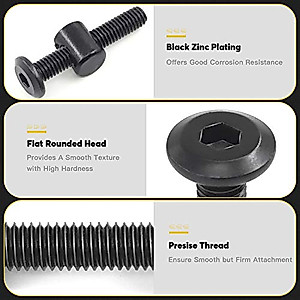 Mardatt M6 x 35mm 50PCS Black Zinc Plated Hex Socket Head Furniture Screws Bolts and Barrel Nuts for Furniture