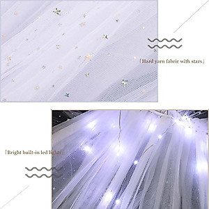 DRESBE Women's LED Skirt Light Up Star Tutus Glow Tulle Dance Skirts Party Rave Festival Halloween Clothes (White - White Light)