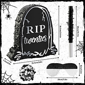 Quera Rip Twenties Pinata Funny 14 x 14.4 x 3 Inch Funeral Pinata with Stick Blindfold and Confetti Paper Fits Candy Favors for Adult 30th Birthday Anniversary Party Supplies Decoration Prop