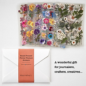 Knaid Pressed Flower Themed Stickers (Assorted 486 Pieces, 36 Sheets) Dried Floral Resin Stickers Decals Botanical Journaling Sticker for Scrapbook Supplies Junk Journal Bullet Journal Planner Laptop
