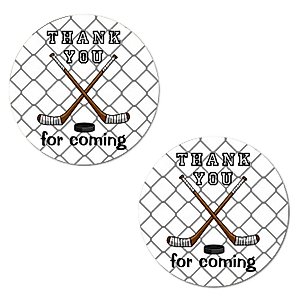 40 Thank You Hockey Labels, 2 Inch Big Round Glossy Stickers, Great Stickers for Birthday Party, Baby Shower, Wedding, Graduation, or Any Family Event Decorations, Made in USA