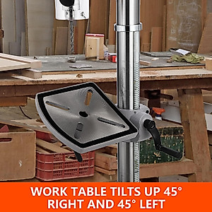 13 in Floor Drill Press, 7.5 Amp 120V, 288-3084 RPM Variable Speed Cast Iron Bench Drill Press, 0-45° Tilting Worktable, Tabletop Drilling Machine for Wood Metal