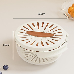 YWJLQH Drain Basket Keeper Container Reusable with Handle Washing Basin Fruits Saver Fruit Drainer Bowl for Strawberry Fruits Grapes, Brown