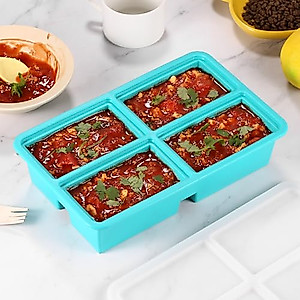 Silicone Freezer Trays With Lid - Silicone Soup Freezer Molds, Soup Freezer Containers For Freezing & Storing Soup, Sauce, Broth, and Leftovers - 1 cup silicone freezer molds - 2 Pack