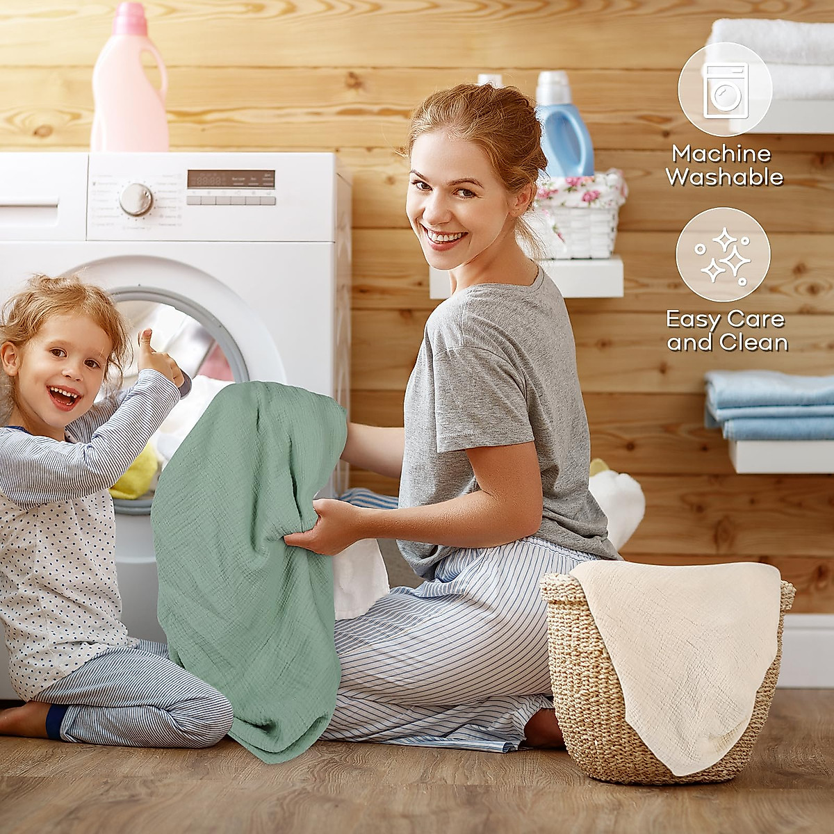 Yoofoss Muslin Crib Sheets for Boys Girls 100% Cotton Fitted Baby Crib Sheet 2 Pack Soft and Breathable for Standard Crib Mattress & Toddler Mattress 52"x28" Apricot&Green