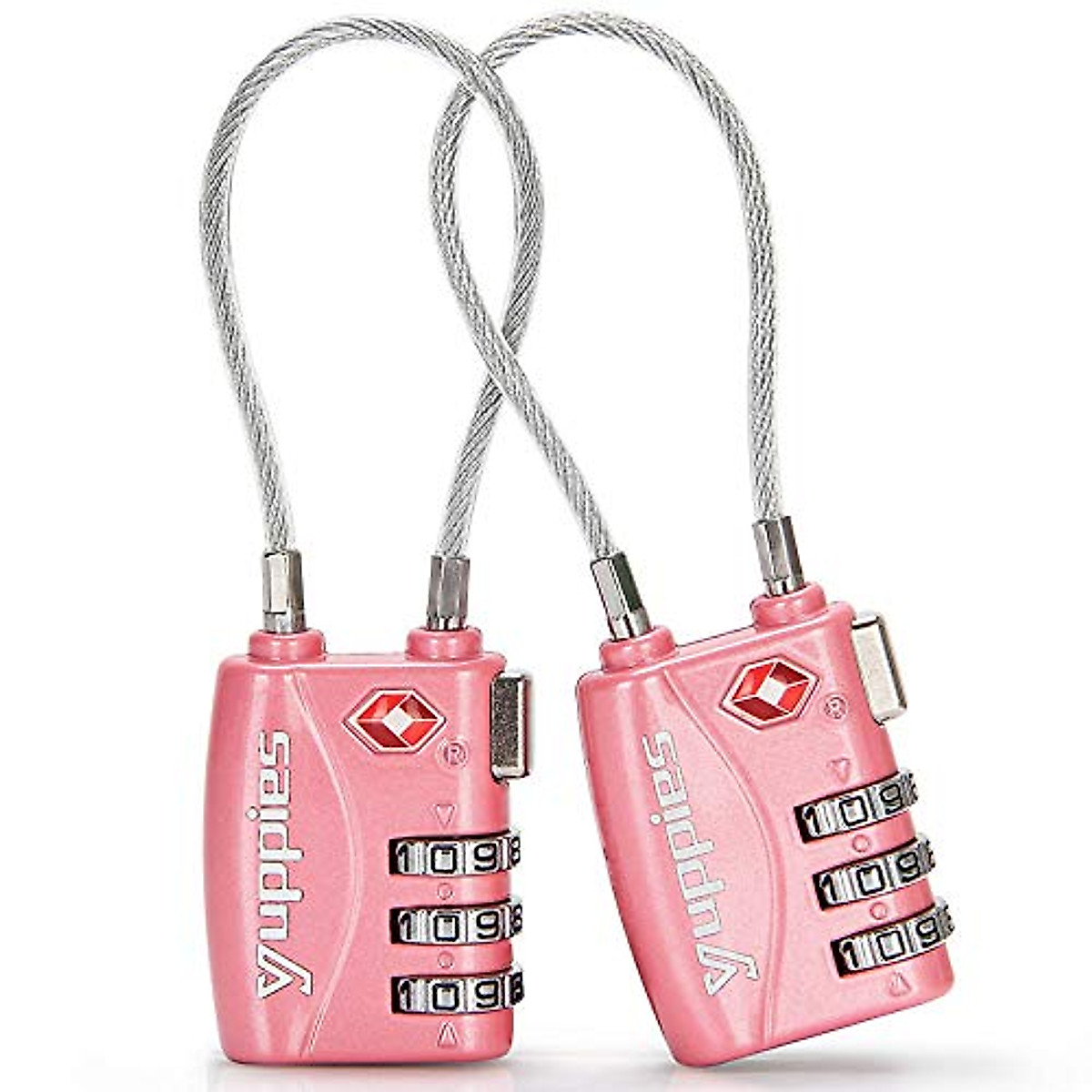 TSA Approved Luggage Locks, Easy Re-settable Combination Backpack Lock, Travel Lock for Suitcase, 1,2 & 4 Pack (Pink 2 Pack)