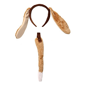 Puppy Dog Ears and Tail Costume Accessory Kit - Plush Ears and Faux Fur Tail, One Size Fits Most Brown