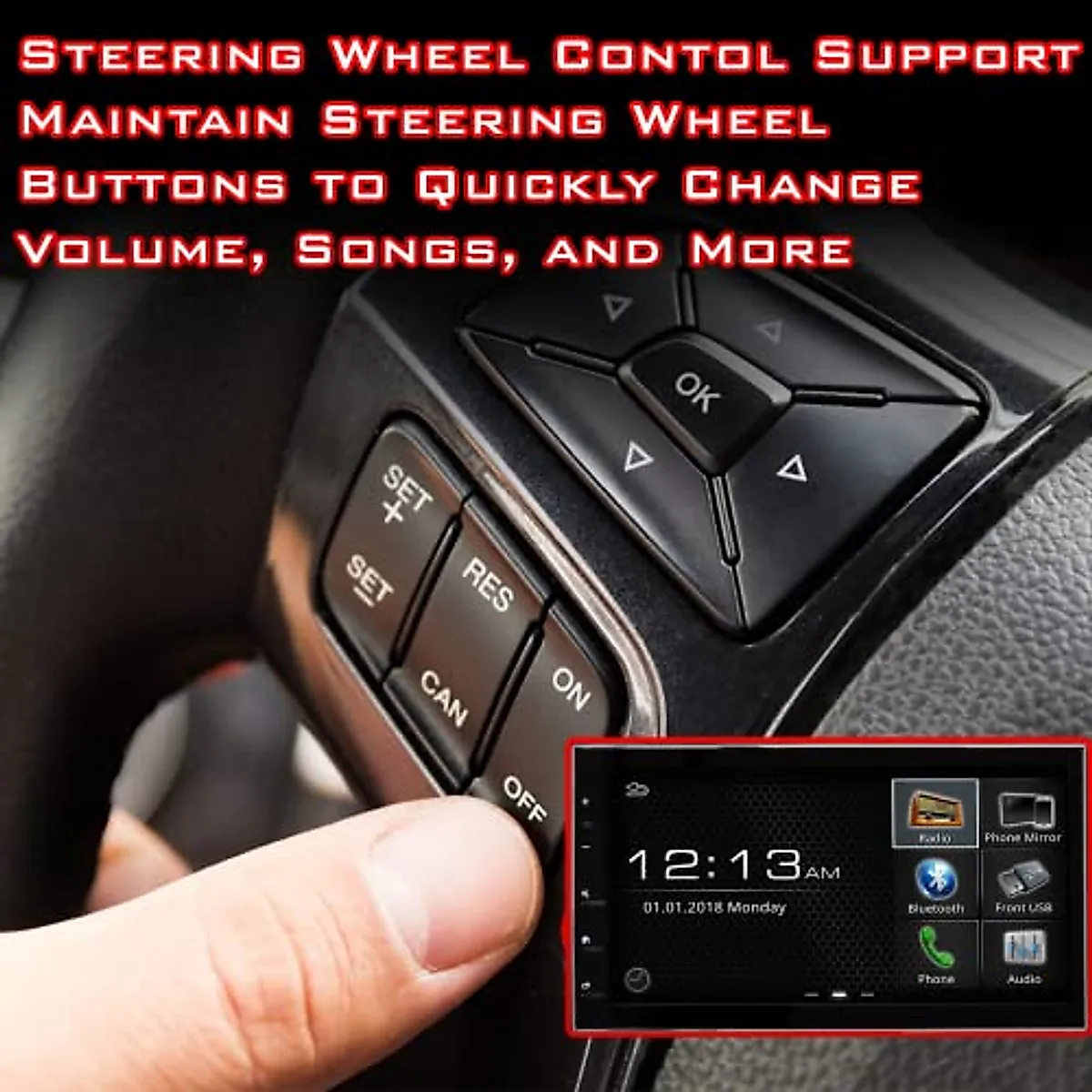 PAC Chevrolet Camaro 2010-2015 RPK5-GM4101 Integrated Radio Replacement Kit with 6.8” Touchscreen Double Din Radio, Steering Wheel Controls, Apple CarPlay, Android Auto, Bluetooth