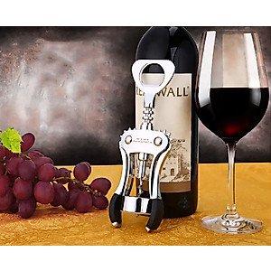 New Upgraded 2021: Classic Wing Corkscrew Wine Opener / Premium, Multi-functional, Restaurant Professional Waiter and Bartenders Best Wine Bottle opener. The Wing Corkscrew Double Hinged Wine Opener