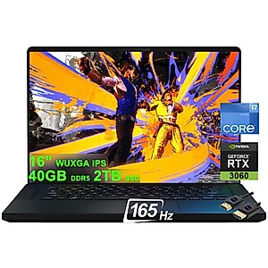 ASUS ROG Zephyrus M16 Gaming Laptop | 16" WUXGA IPS 165Hz | 12th Gen Intel 14-core i7-12700H | 40GB DDR5 2TB SSD | GeForce RTX 3060 6GB Graphic | Backlit Thunderbolt USB-C Win11Pro + HDMI Cable