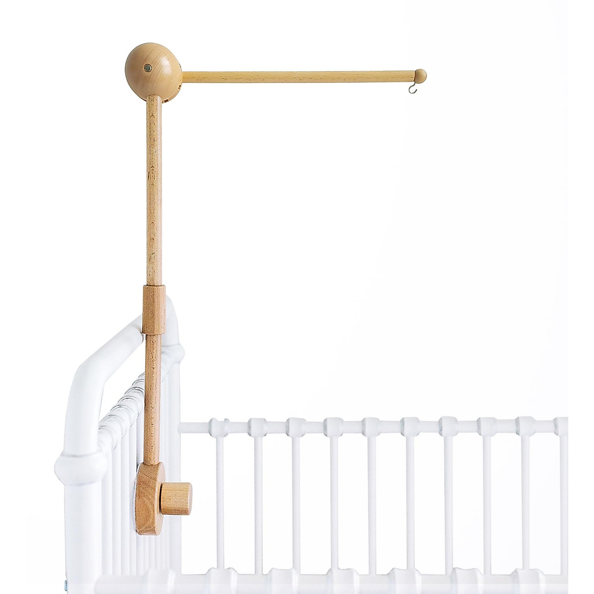 Sorrel + Fern Wooden Baby Crib Mobile Arm, 3D 360° Adjustable - Baby Mobile Holder Arm (31 inch, 100% Natural Beech Wood) - Strong Anti Slip Attachment - Nursery Décor