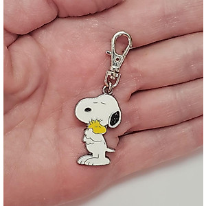 SNOOPY LOVES WOODSTOCK PEANUTS JEWELRY CHARM FOR ZIPPER PULL DOG CAT PET COLLAR PURSE LEASH DIY ETC