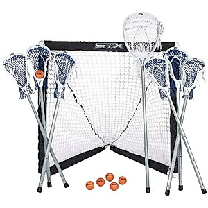 STX FiddleSTX Seven Player Game Set with Six Field Player Sticks One Goalie Stick Mini Goal and Balls